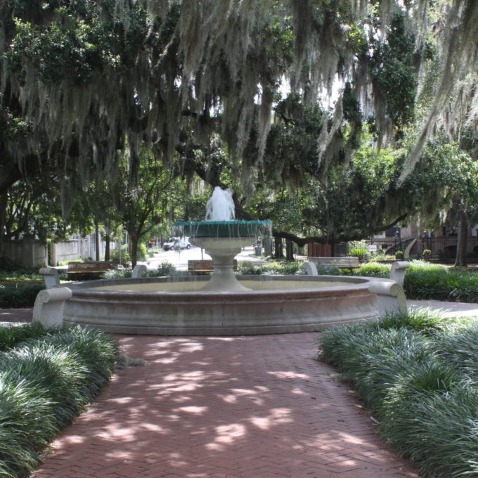 Columbia Square is in the middle of the bustling downtown streets with the